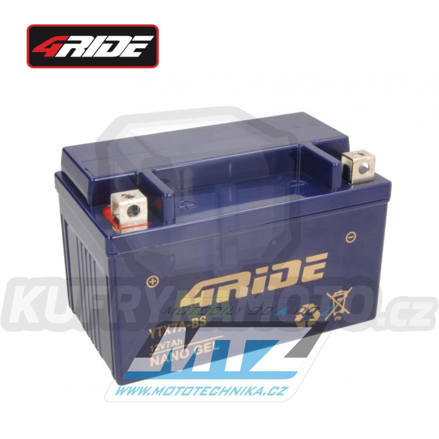 Baterie (akumulátor motocyklový) 4RIDE YTX7A-BS (12V-7Ah) GEL ...